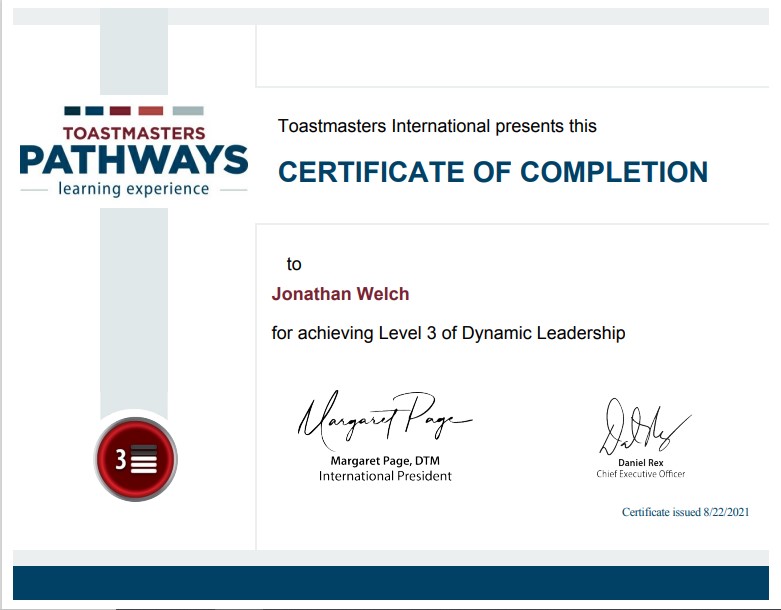 Toastmasters Level 3 Achieved | Josh's Blog